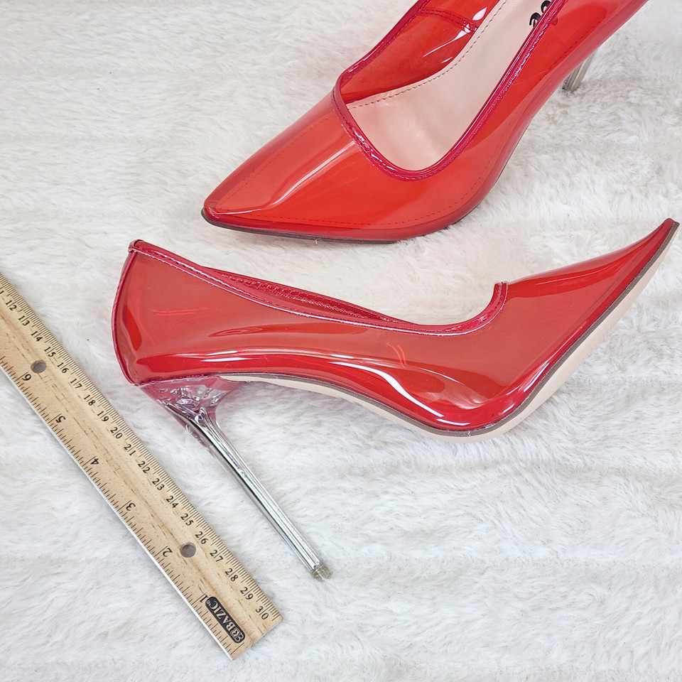 PVC Jelly Translucent High Heel Pointy Toe Stiletto Pumps Shoes Red ...
