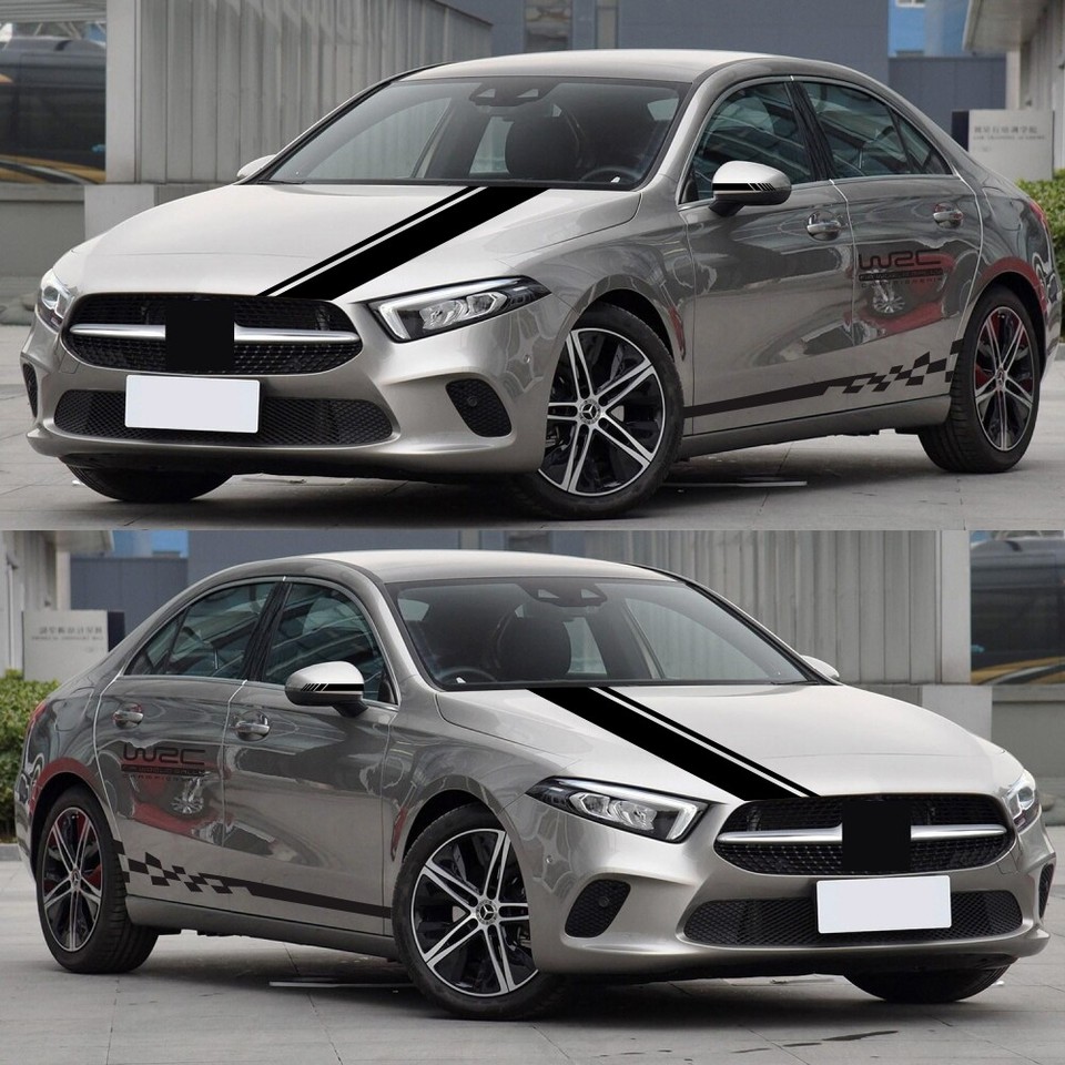 5Pcs WRC Checkered Flag Car Side Stripe Sticker Hood Rearview Mirror ...