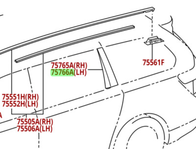 Toyota Sienna 11-20 Sliding Door Rear Garnish Trim Driver Side Genuine ...