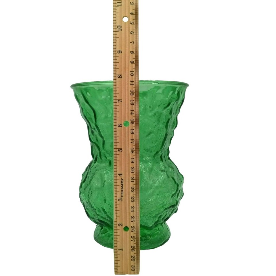 Brody Co Flower Vase Emerald Green Crinkle Glass Vintage 8 Inch ...