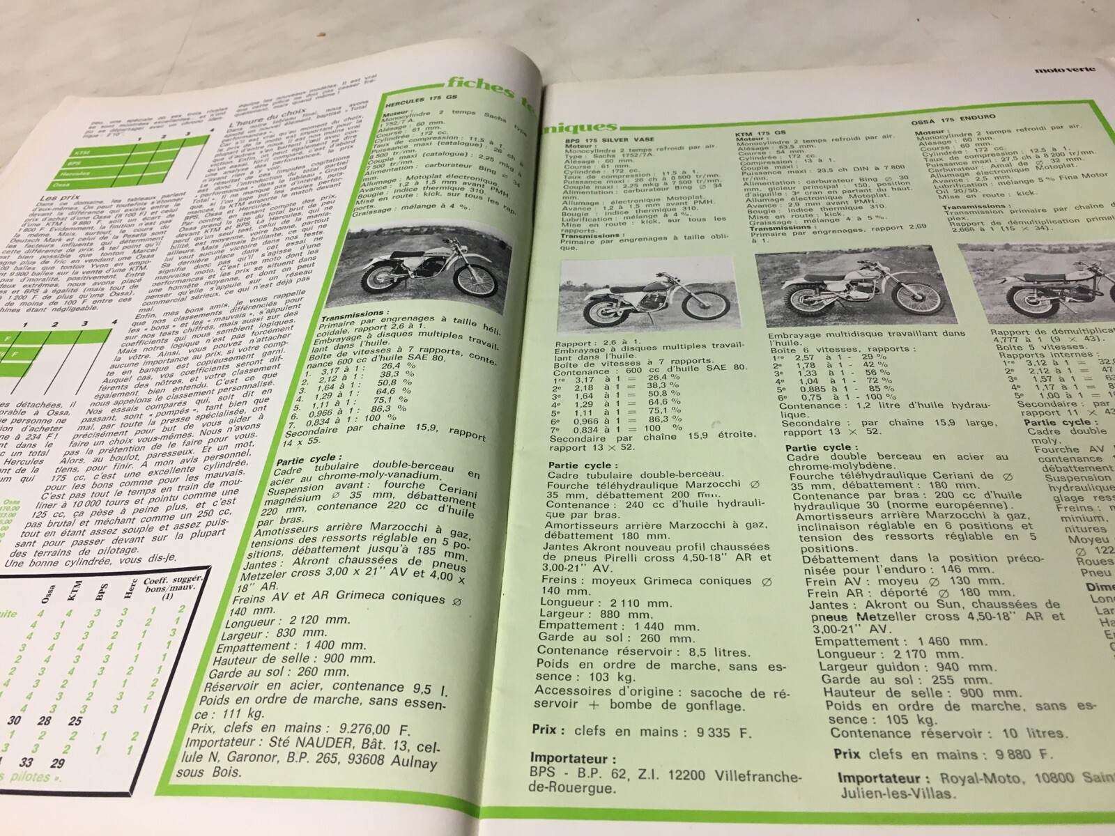 Moto verte 32 1976 BPS silver vase 175 Ossa Hercules 175 GS motobécane ...