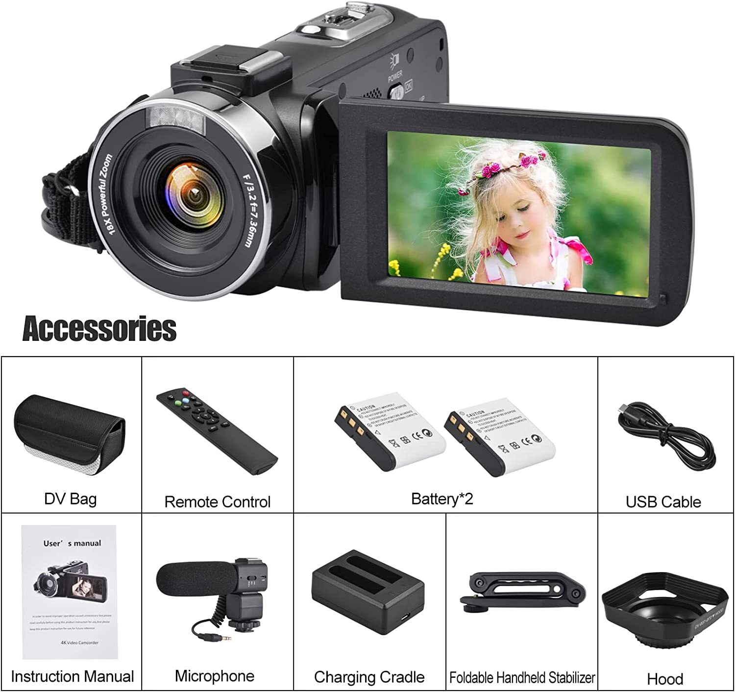 Video Camera 4K Camcorder WiFi 48MP Vlogging Camera for YouTube with ...
