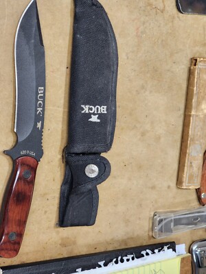 Buck 620 reaper fixed blade knife wood handle nylon sheath | eBay