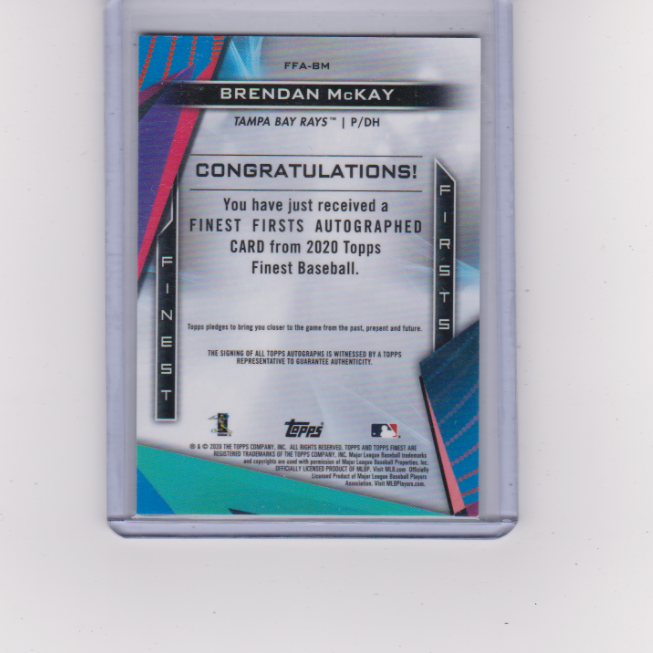 Brendan McKay 2020 Topps Finest Firsts Green Wave Refractor Auto 93/99 ...