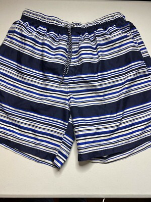 OP Swim Trunks Blue & White Striped Lined Size XL | eBay