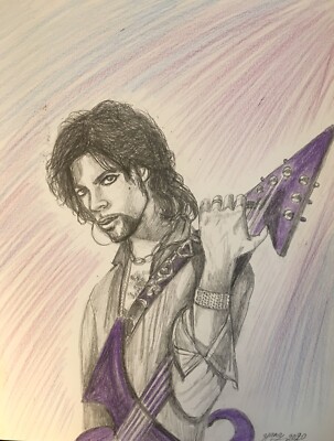 Prince, the Artist, with Goatee and Guitar, RARE, drawing painting 11 ...