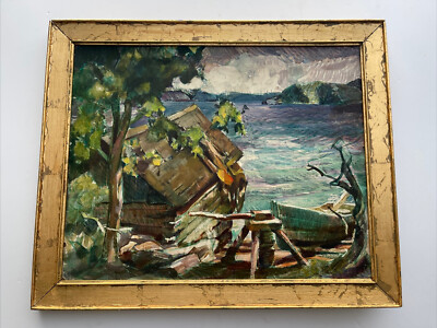 WPA STYLE REGIONALISM LANDSCAPE PAINTING IMPRESSIONISM LISTED ALEX RAPP ...