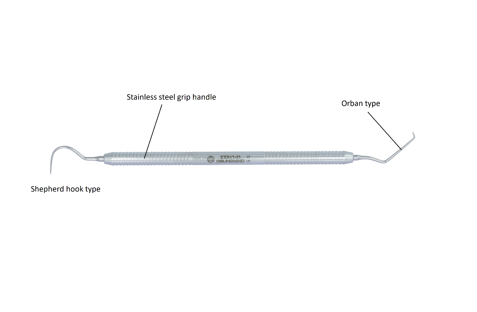 Osung EXD17-23 Dental Explorer Stainless Steel Shepherd Hook Orban Type ...