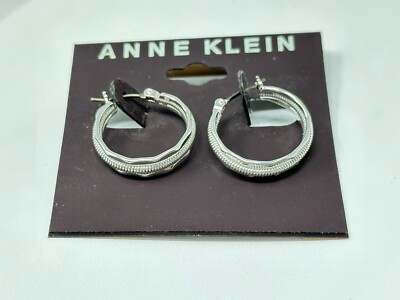 Beautiful AK Anne Klein Silvertone Hoop Earrings | eBay