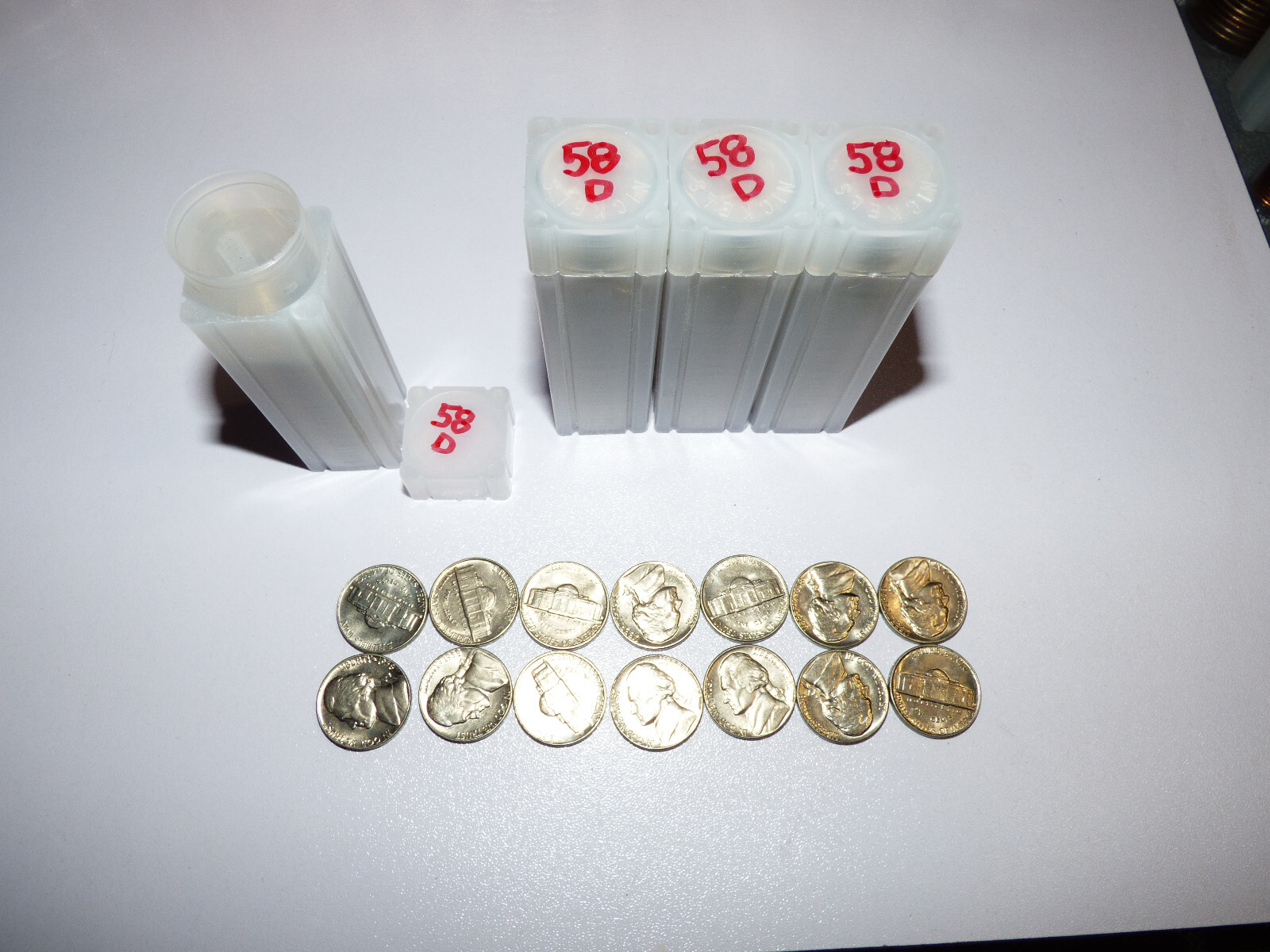 4 BU ROLLS - 1958 D Jefferson Nickel Rolls BU UNCIRCULATED BRIGHT WHITE ...