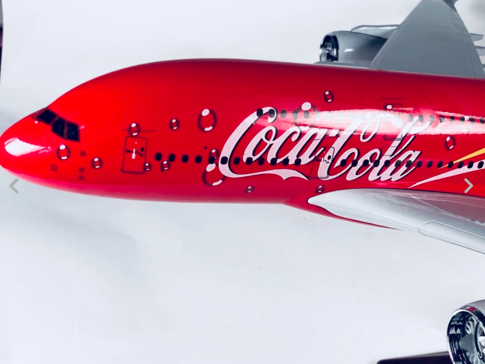 Coca Cola A380 RARE LARGE PLANE MODEL AIRBUS AIRPLANE APX 45cm SOLID ...