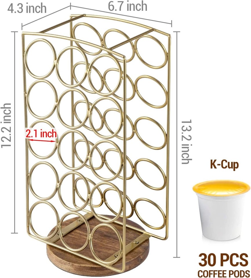 Tabletop Brass & Metal Brown Wood Coffee Pod Holder, Coffee Capsule ...