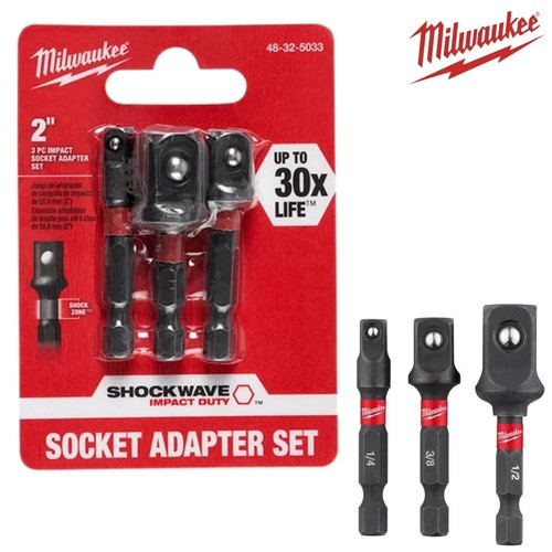 Milwaukee Shockwave Impact Hex SQ Socket Adaptor Set Drive Tool Conversion (3pc) | eBay UK
