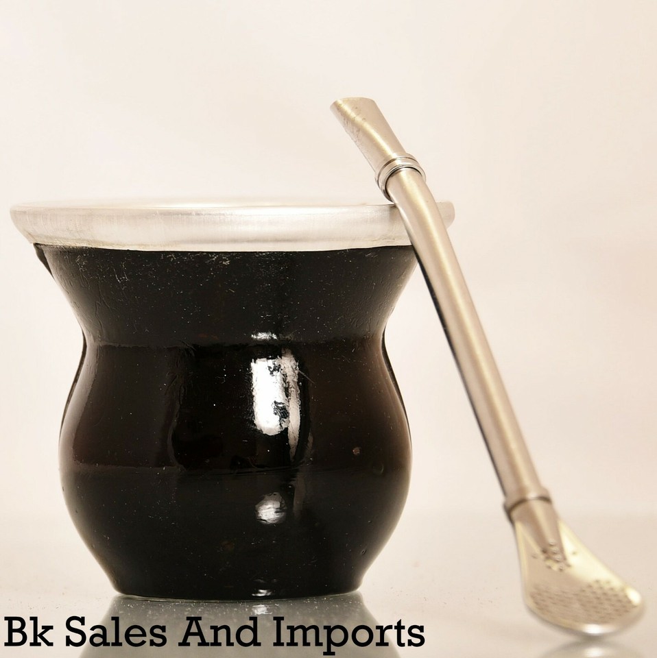 Yerba Mate Glass Cup/ Black glass mate gourd. Free Yerba Mate Included ...
