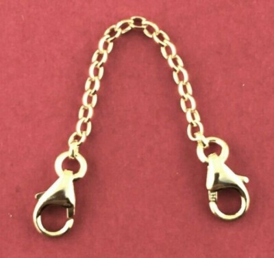 925 Sterling Silver Yellow Gold Plated Safety Chain Extender multi ...