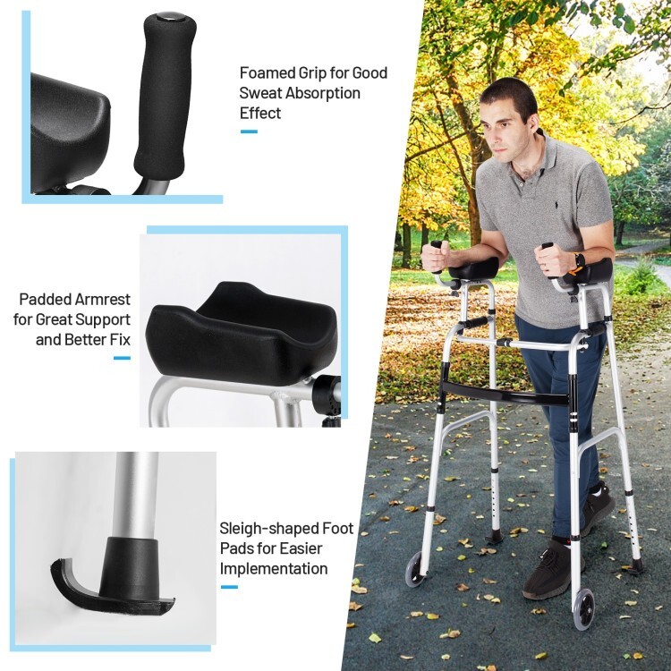 Foldable Lightweight Aluminum Rehabilitation Walker Senior Adult ...