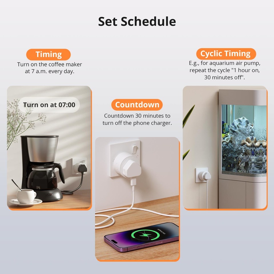 4-Pack SONOFF S60 Smart WiFi Plug 13A Type G Power Socket with Energy ...