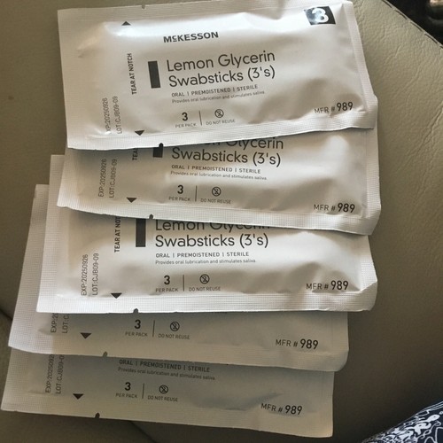 McKesson ~ Oral Swabsticks ~ Lemon Glycerin ~ 5 Pks 3 = 15 Swap Sticks ...