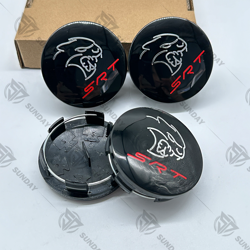 4X Gloss Black Hellcat SRT Wheel Center Caps Rim Center Covers For SRT ...
