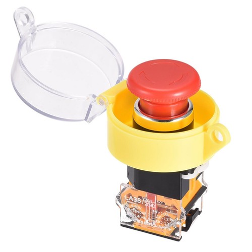 22mm Latching Emergency Stop Push Button Switch W Protective Cover ...