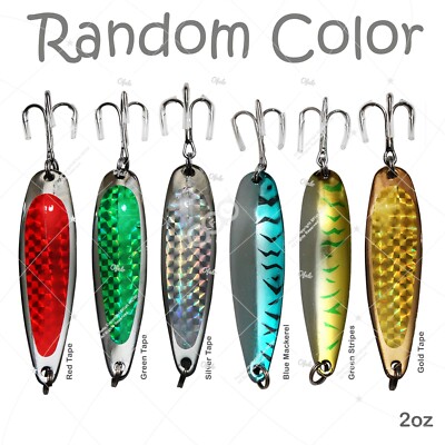 2oz Random Color Fishing Spoons w/ a Treble Hook Krocodile style shiny ...