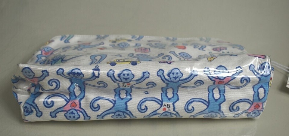 New Roller Rabbit Large New York Monkey Case Make Up Bag Pink Blue LIM ...