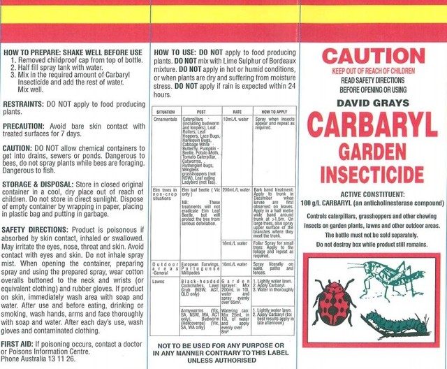 Carbaryl Garden Insecticide 200ml David Grays Caterpillars Millipedes ...