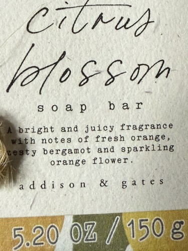 Rare. Addison & Gates Citrus Blossom Soap Bar 5.2 Oz. New. | eBay