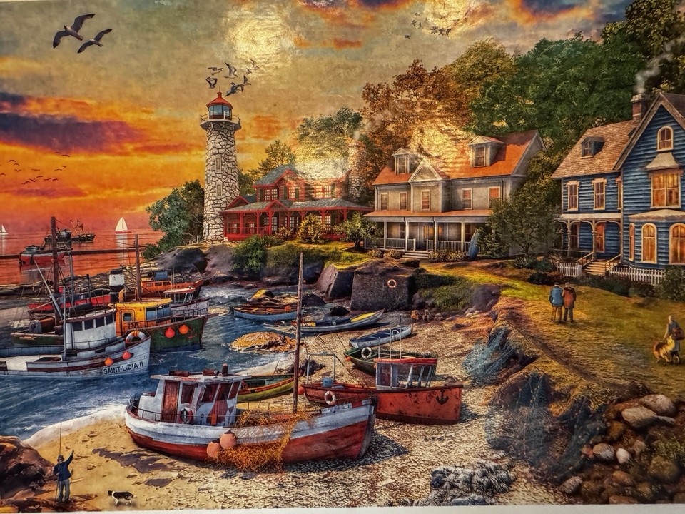 BUFFALO Games Puzzle 2000 Piece AMERICAN HARBOR TOWN Dominic Davison ...