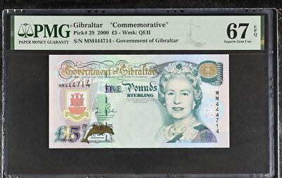 Gibraltar 5 Pounds 2000 P 29 Commemorative Superb Gem UNC PMG 67 EPQ | eBay