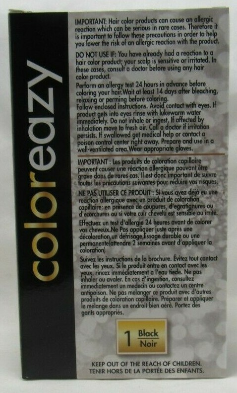 coloreazy Permanent Cream Hair Color #1 Black/Noir EXP 10/26 | eBay