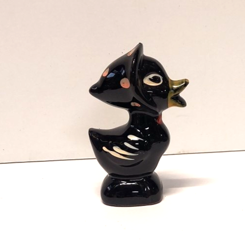 Vintage Redware Red Ware Pottery Bird Duck Japan Polka Dot Hat Yellow ...