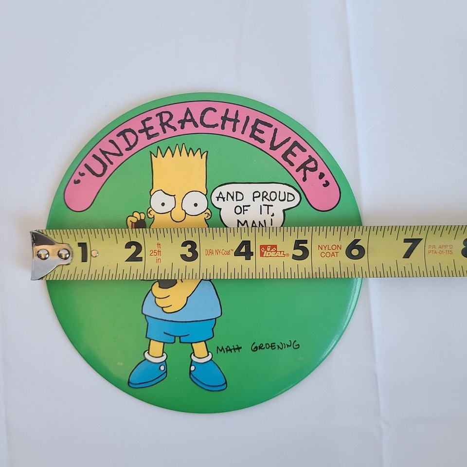 Vtg 1989 Bart Simpson Underachiever 6" Button Pin w/ Stand The Simpsons ...
