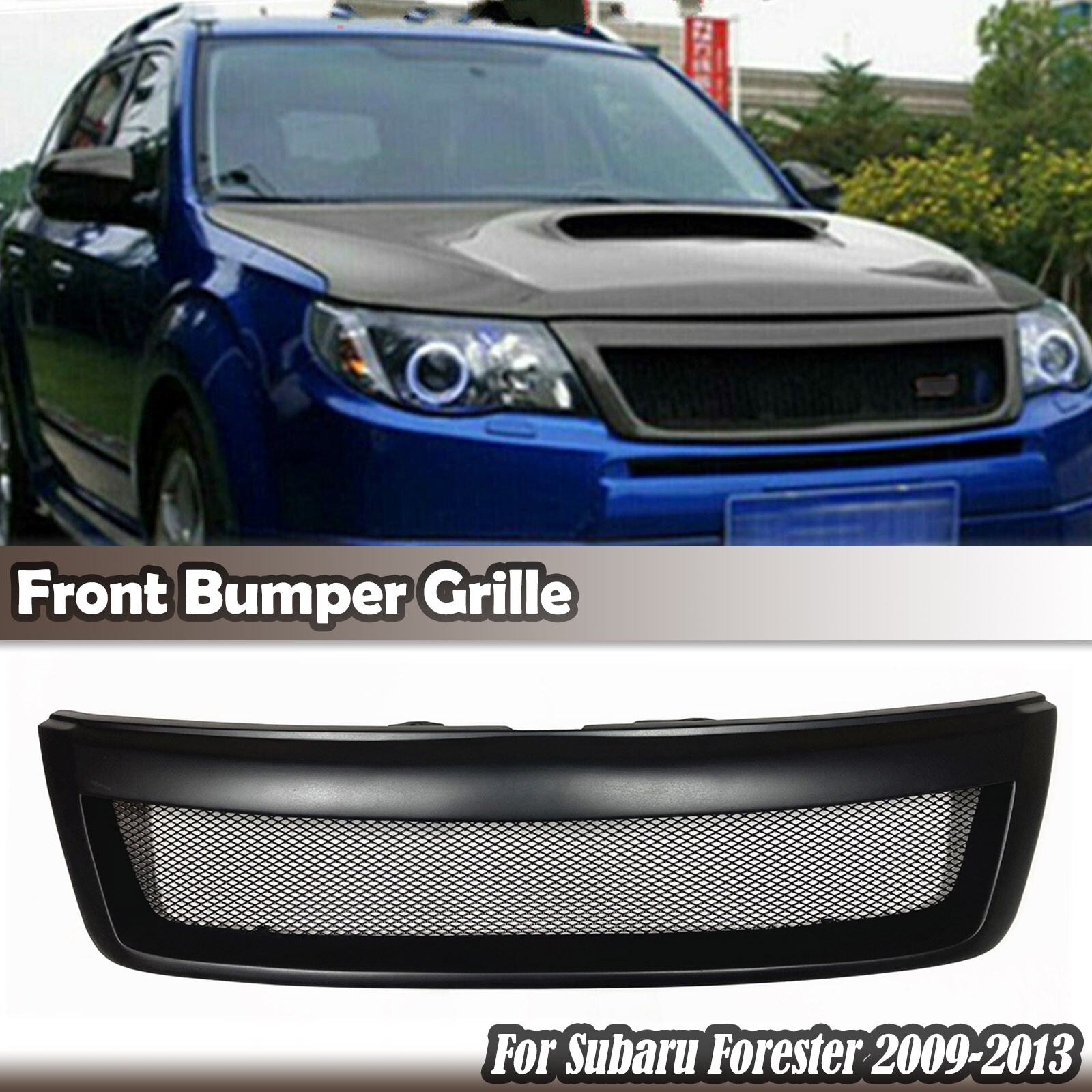 Matte Black Front Center Bumper Grille Grill Mesh For Subaru Forester ...