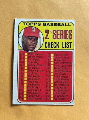 DCC: 1969 Topps 2nd Series Checklist Bob Gibson St. Louis Cardinals ...