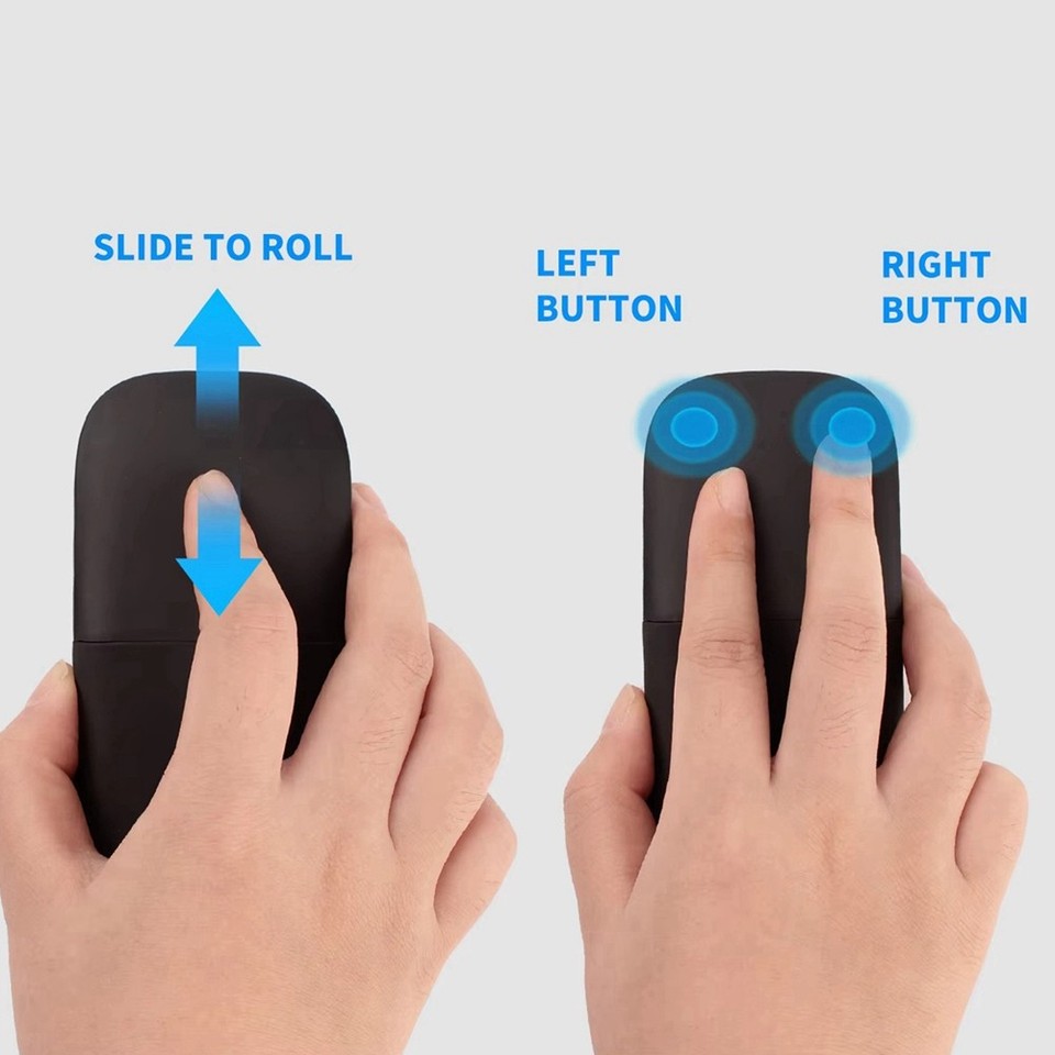 2X(Portable Curved Mouse Foldable Ultra-Thin Silent Ergonomic ...