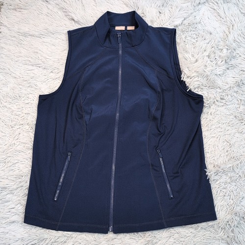 Chico's Zenergy Vest Womens Plus 2 Blue Zip Up Pockets Active Stretch ...