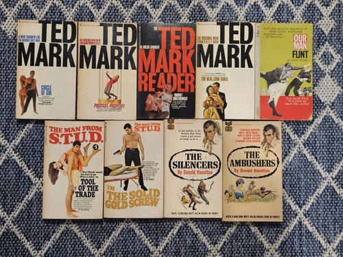 Lot Of 9 Vintage Spy Novels 4 Ted Marks 2 Matt Helm 2 Man From S.t.u.d ...