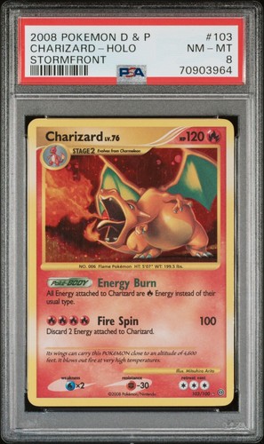 pokemon charizard lv 76 103/100 psa 8 stormfront near mint rare holo ...