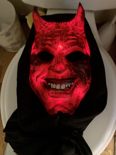 Red/black Lights Up Lucifer Devil Halloween Full Face Mask Latex ...