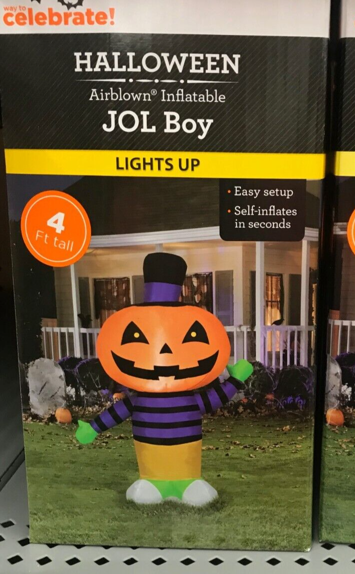 Halloween JOL BOY Pumpkin Inflatable Airblown Gemmy 4 Ft for sale ...