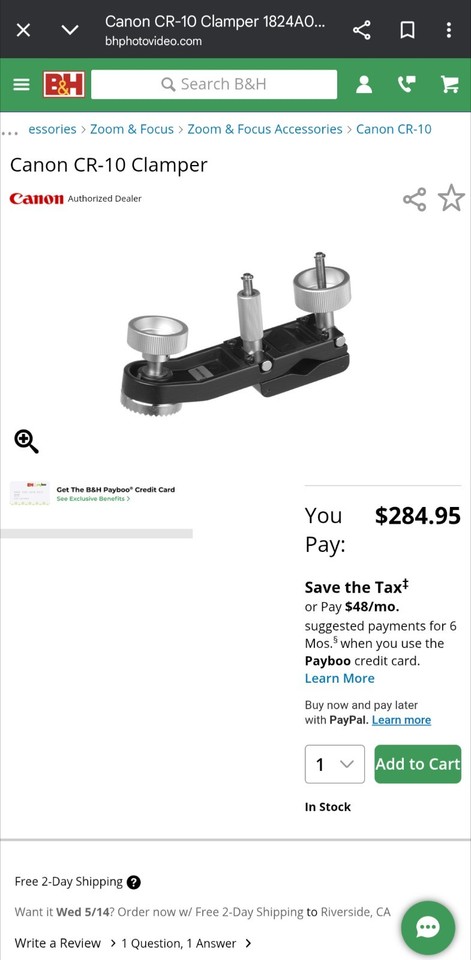 Canon FFC-200 Focus Manual Controller w/ FC-40 Cable & CR-10 Clamp ...