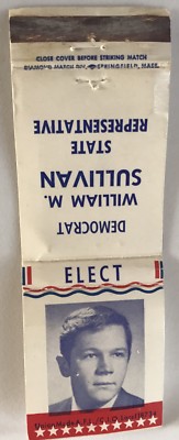 Matchbook Cover Elect Democrat William M. Sullivan State Representative ...