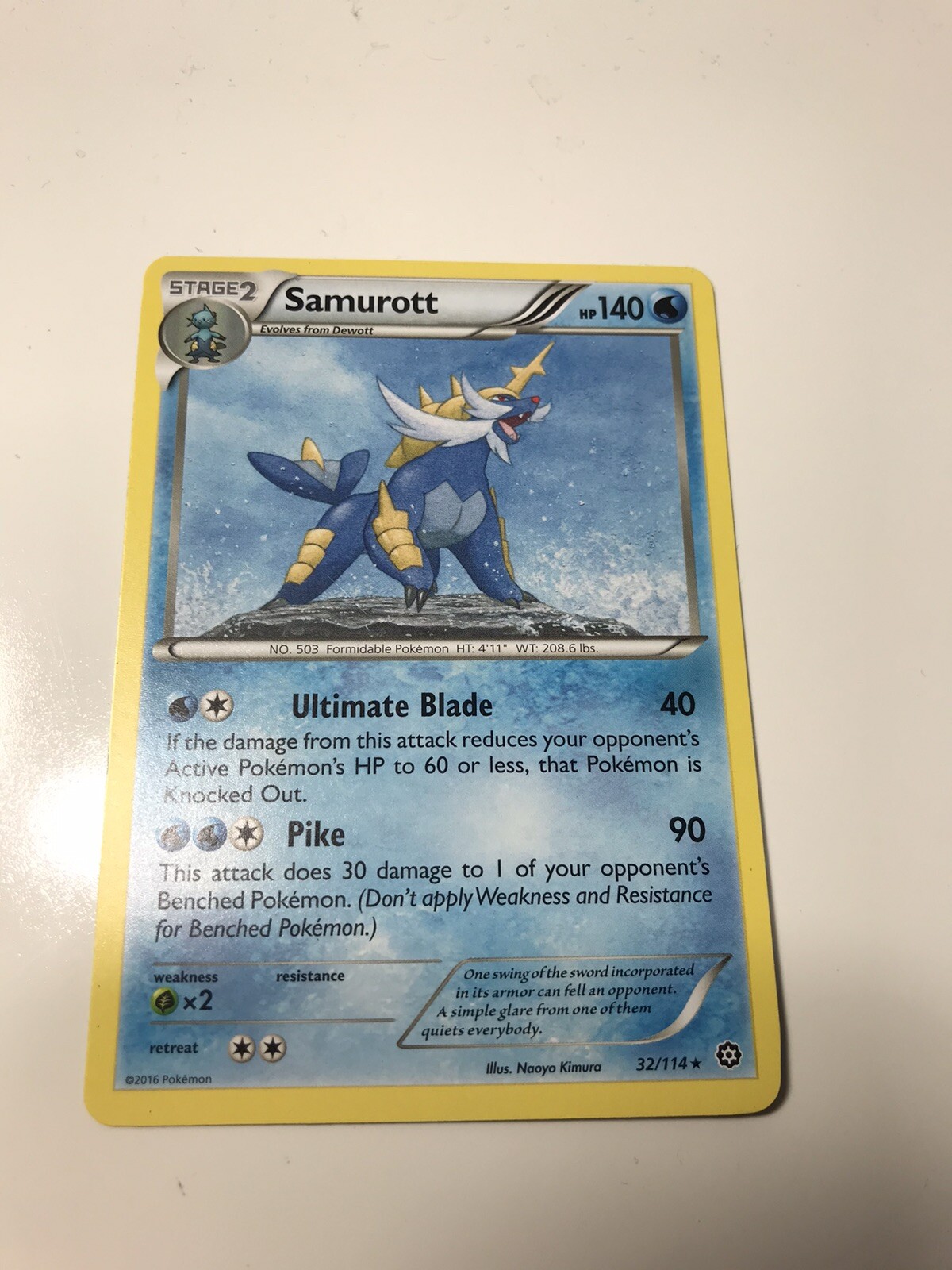 Samurott Pokemon Card XY Steam Seige Rare Condition 32/114-NM Non-Holo ...