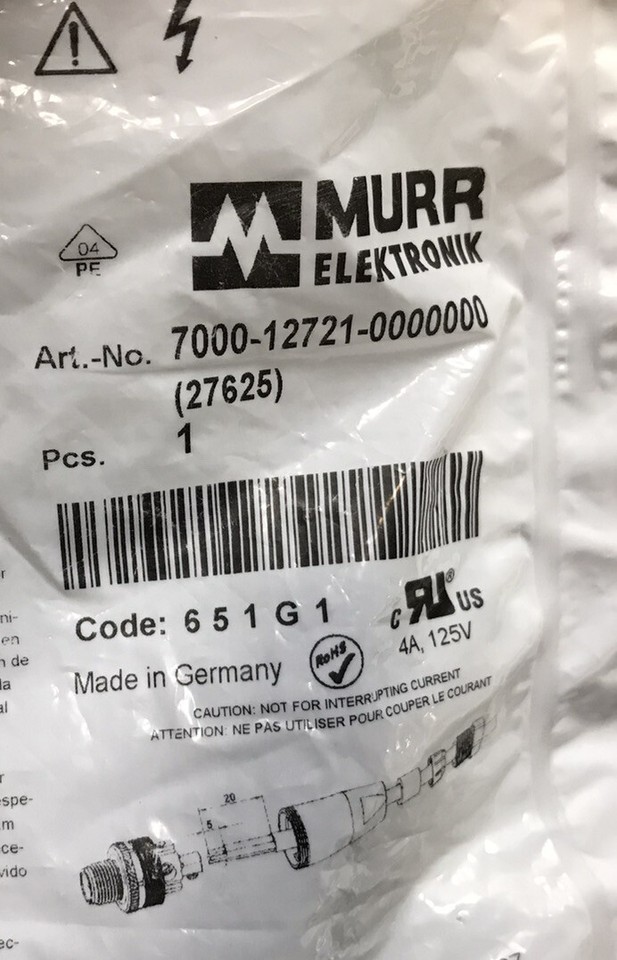 Murr Elektronik 27625 - M12 Male 0° Wireable Screw Terminal 7000-12761 ...