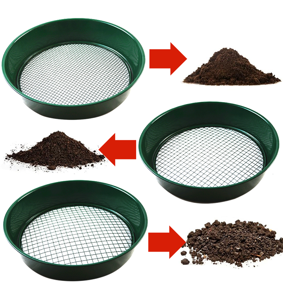 Metal Round Garden Sieve Riddle Riddler Soil Sifter Mesh Gardening Tool ...