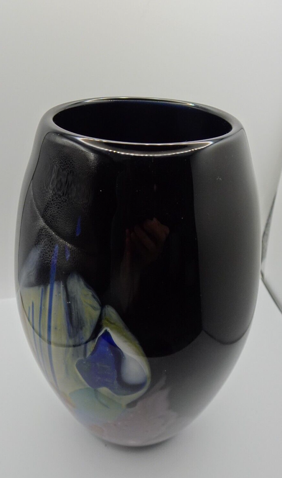 Signed 1983 Timothy ? Studio Art Glass Cased Black Mosaic Vase | eBay
