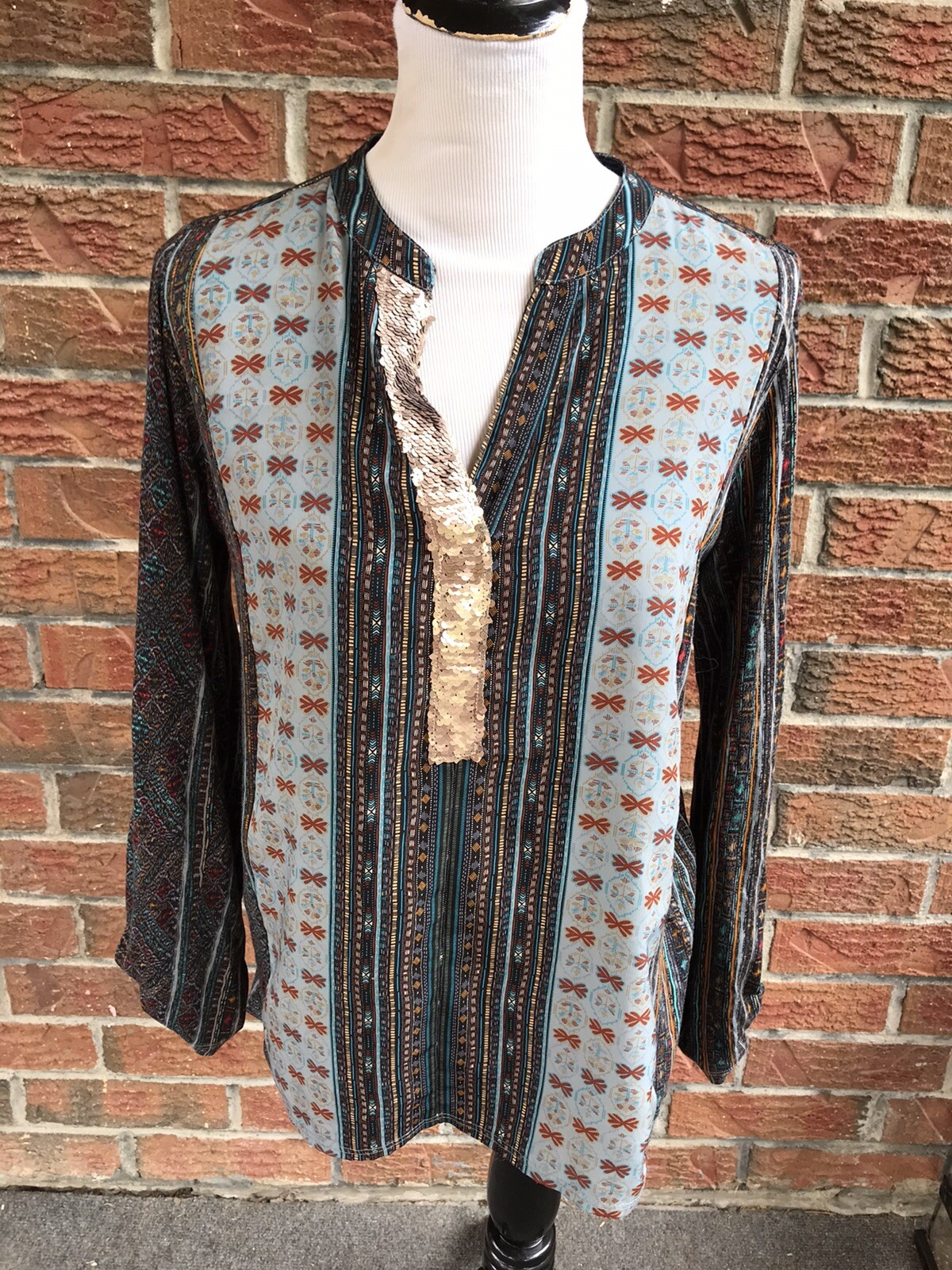 Anthropologie Tiny Blue Devas Sequin Popover Tunic si… - Gem