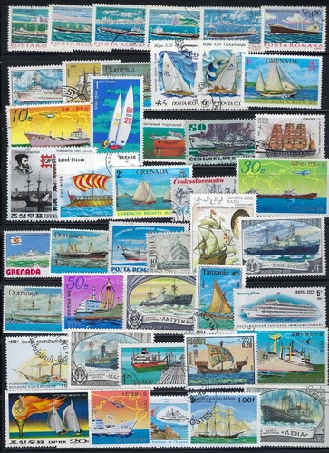 Collection of 50 different Boats & Ships on Stamps.............23P ...
