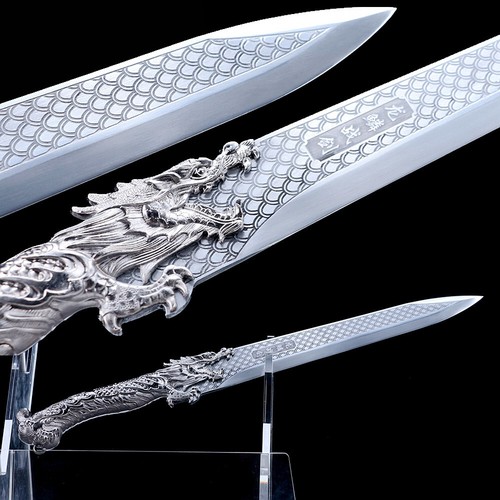 Metal Dragon Handle KungFu Short Dao Sword Sharp Outdoors Saber Dagger ...